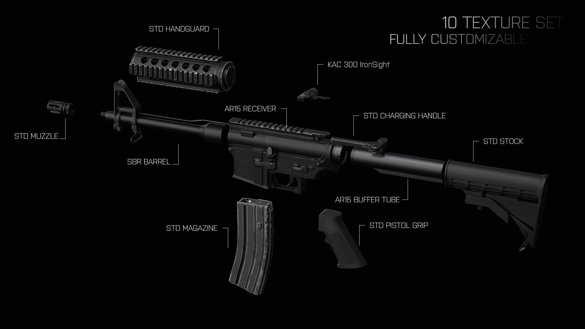 3D model M4-SBR VR / AR / low-poly | CGTrader