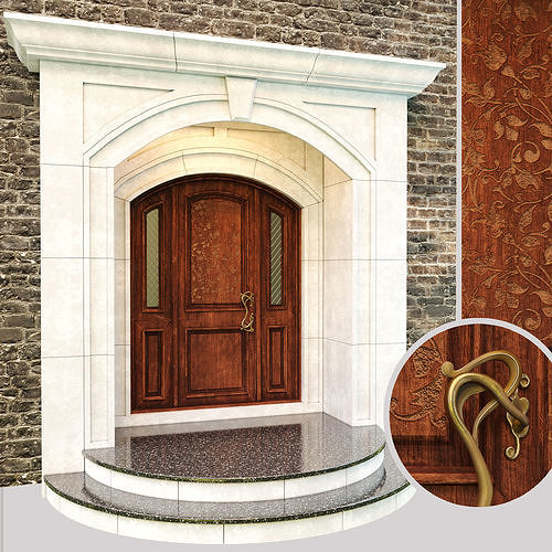 Entrance-set-ss1 front door with ornate design 3D model | CGTrader