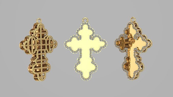 Fashion Gold Cross with Gemstones 3D print model 1-30 stones 3D model ...