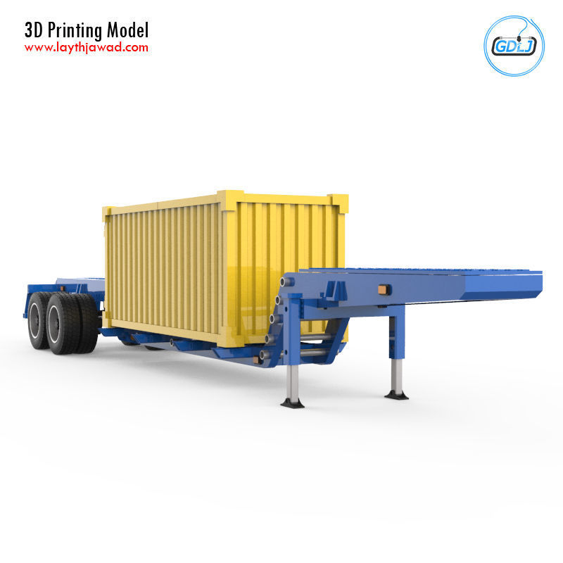 Heavy Trailer With Container 3D Printing Model 3D model 3D printable ...