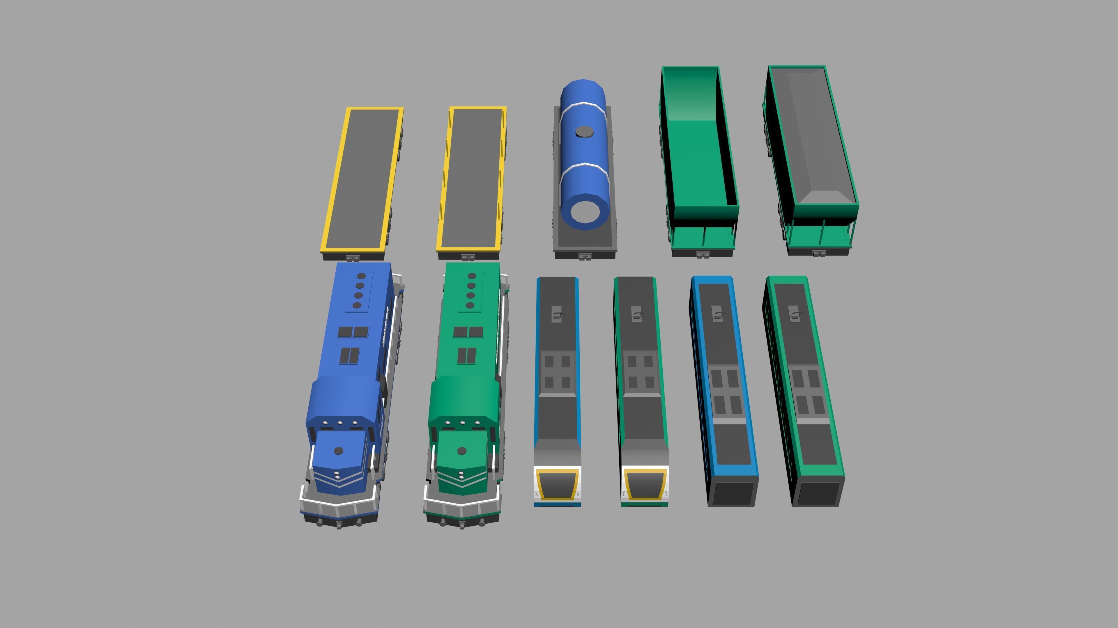 3D model Low Poly Train pack VR / AR / low-poly | CGTrader