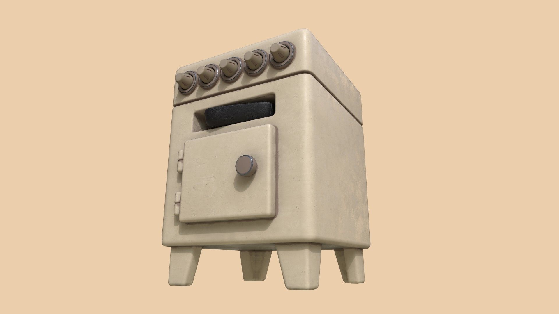 3D model Simple Stylized Low-poly Oven - 3 texture sets VR / AR / low ...