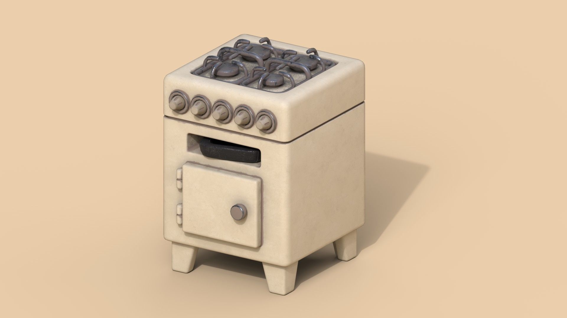 3D model Simple Stylized Low-poly Oven - 3 texture sets VR / AR / low ...