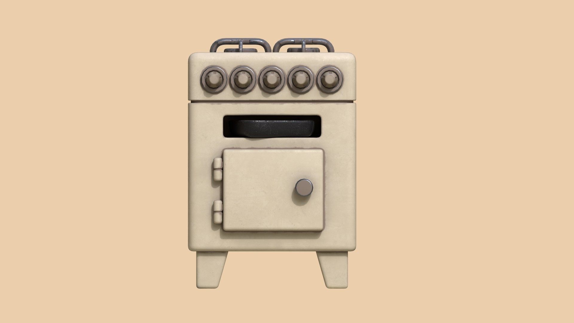 3D model Simple Stylized Low-poly Oven - 3 texture sets VR / AR / low ...