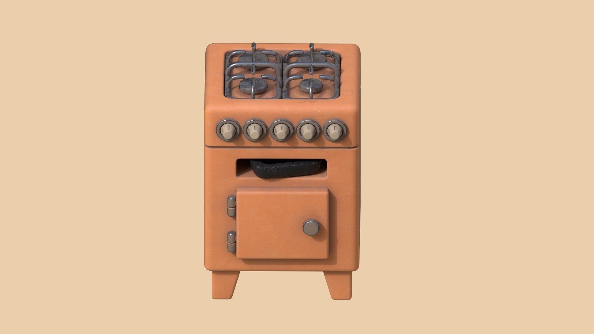 3D model Simple Stylized Low-poly Oven - 3 texture sets VR / AR / low ...