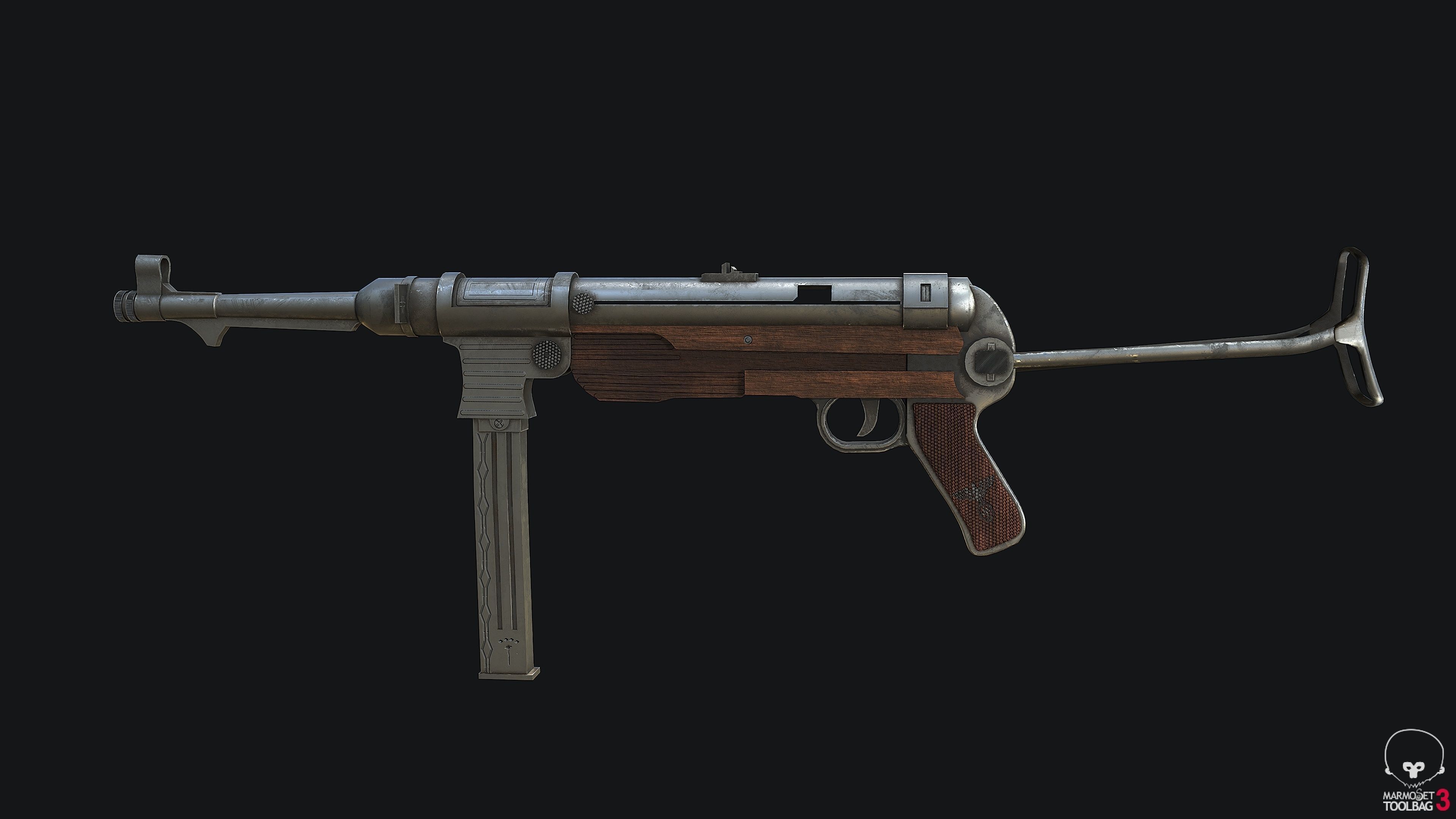 3D model WW2 MP 40 PBR Low-poly VR / AR / low-poly | CGTrader