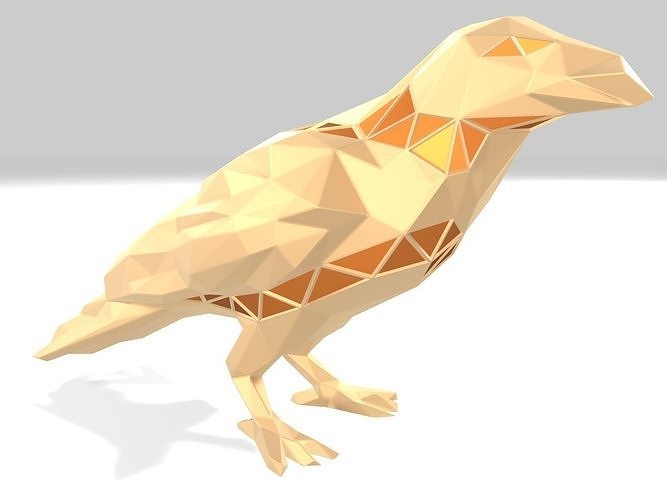 Polygonal Crow Parametric 3D model 3D printable | CGTrader
