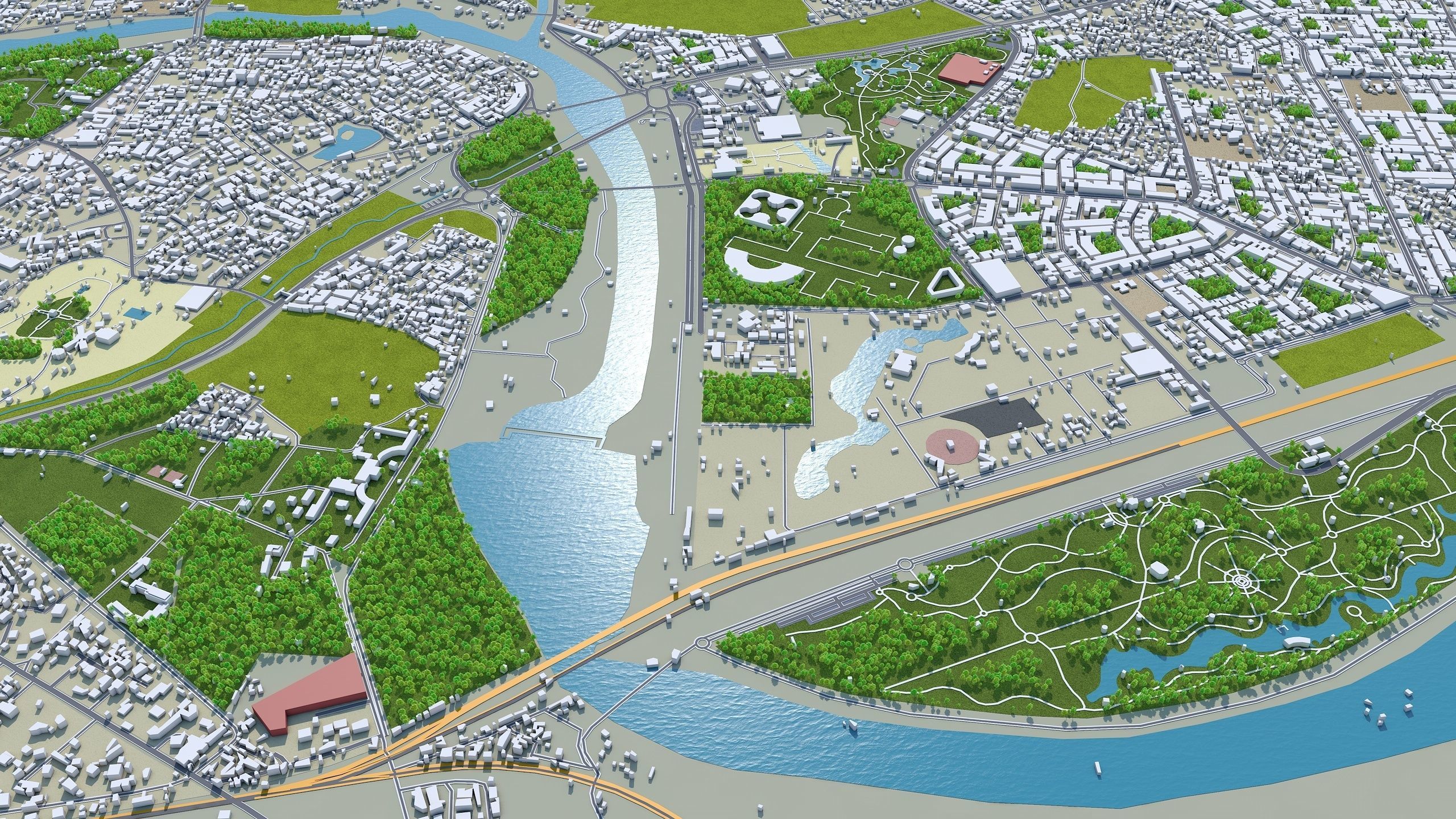 3D model Lucknow City Uttar Pradesh India 50km VR / AR / low-poly ...