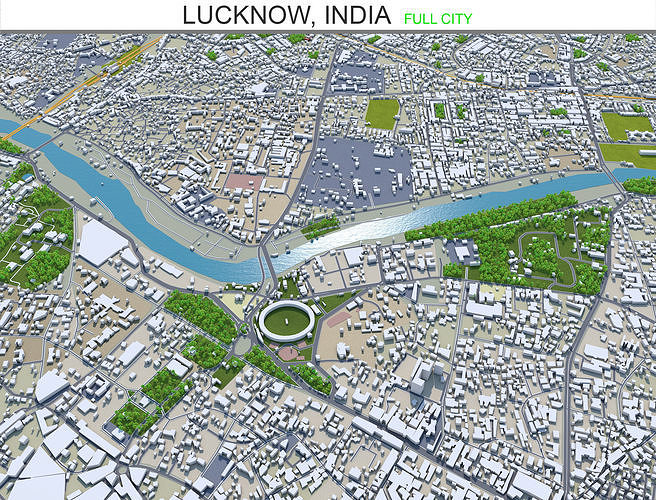 3D model Lucknow City Uttar Pradesh India 50km VR / AR / low-poly ...