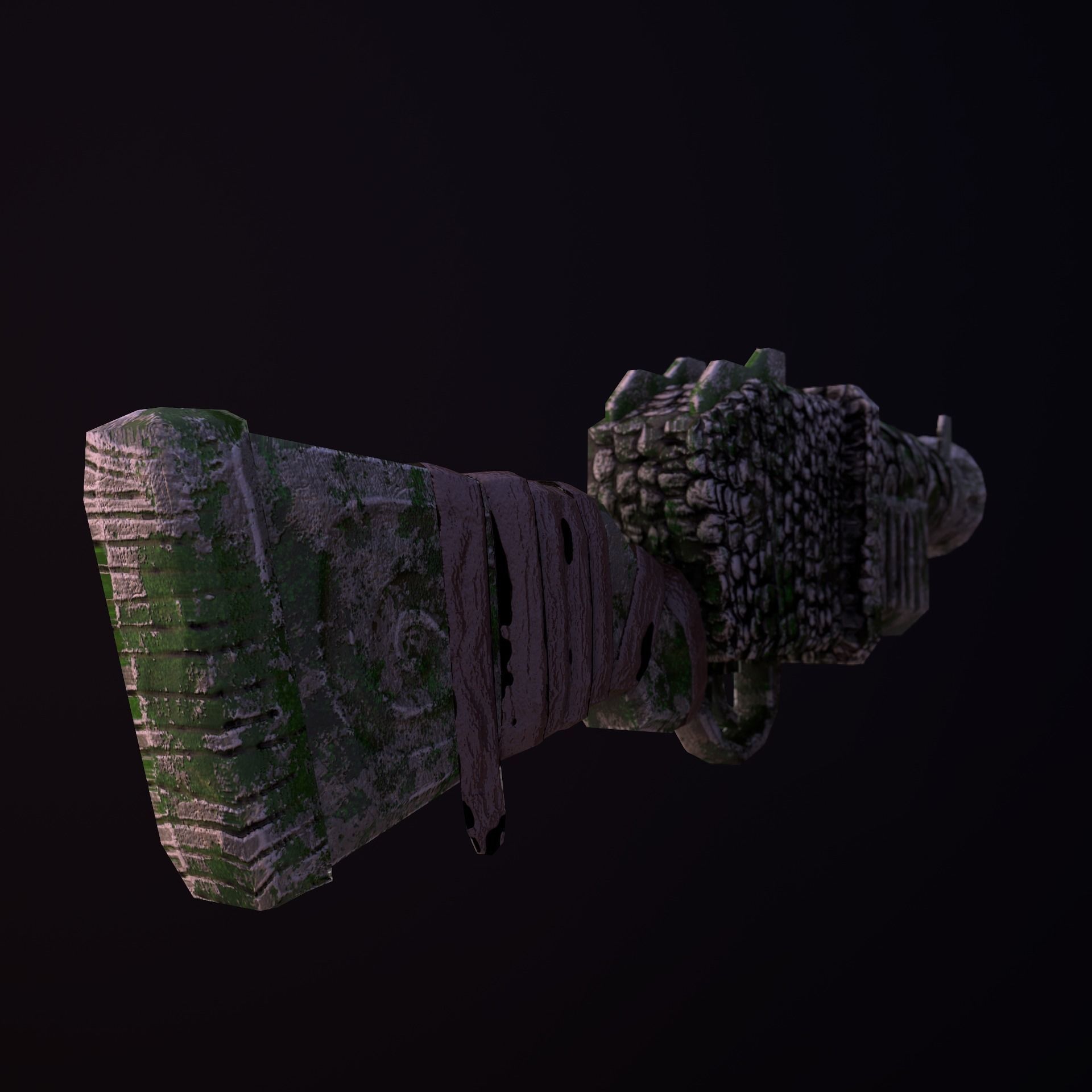 3D model Stylize Stone Moss Gun VR / AR / low-poly | CGTrader