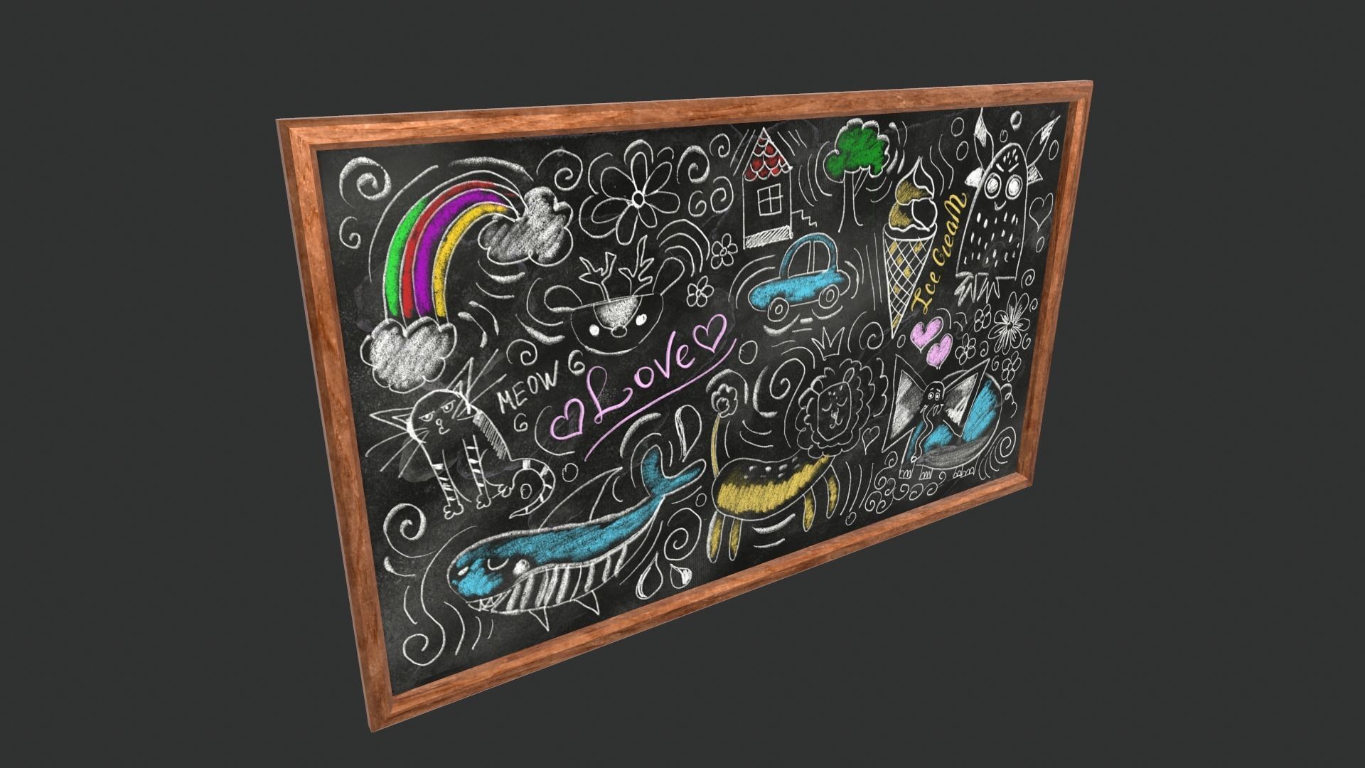 3D model Funny Chalkboard Game Ready VR / AR / low-poly | CGTrader