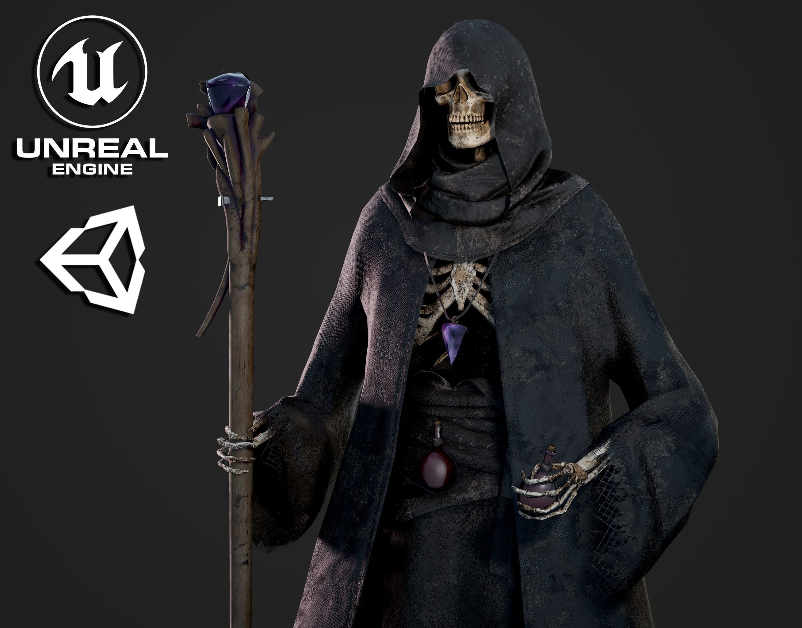 3D model Skeleton Mage - Game Ready VR / AR / low-poly rigged | CGTrader