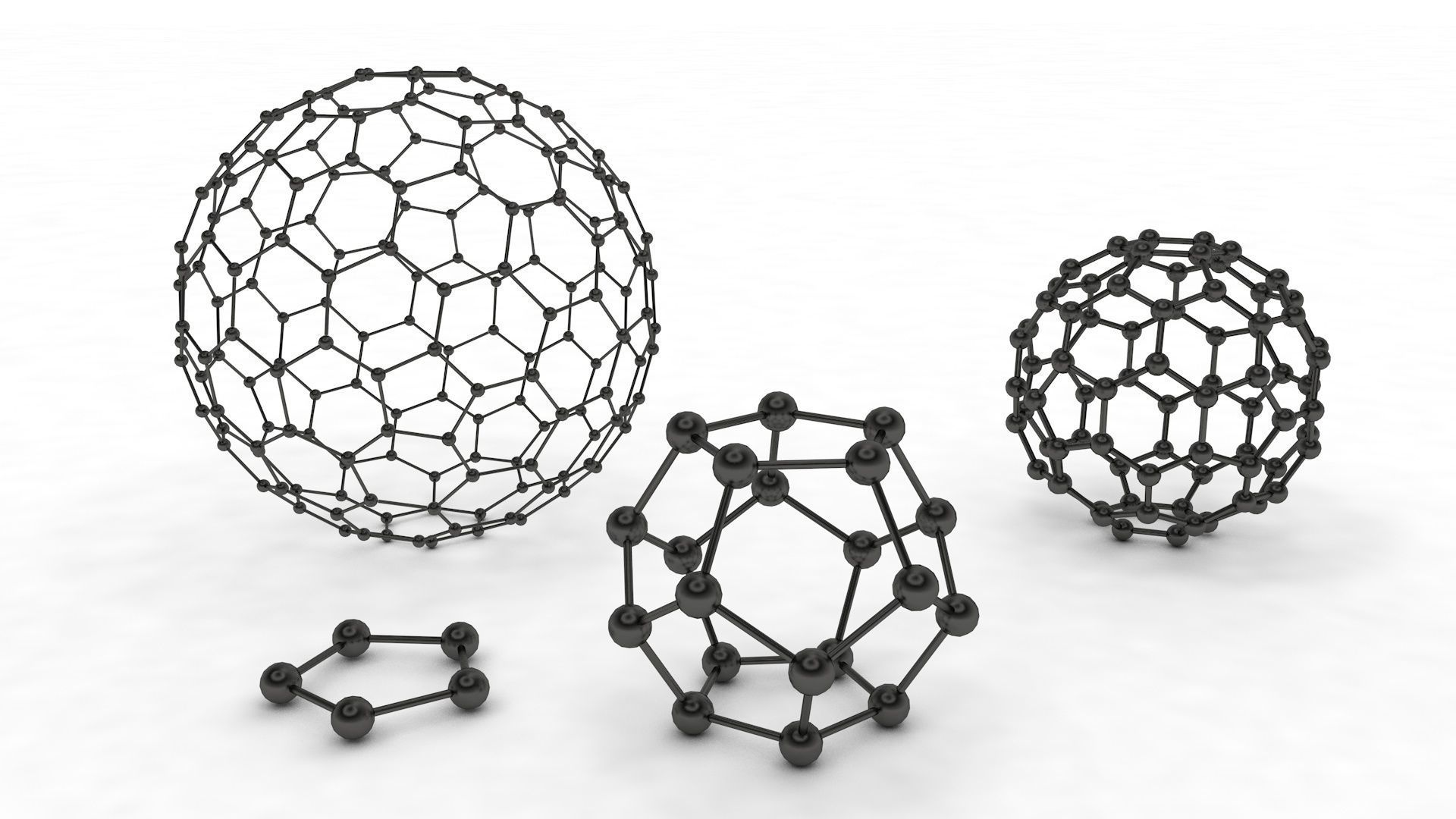 The set of models of graphene molecules 3D model | CGTrader