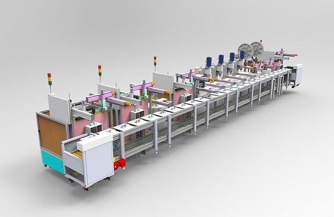 Mobile phone charger automatic assembly line 3D model | CGTrader