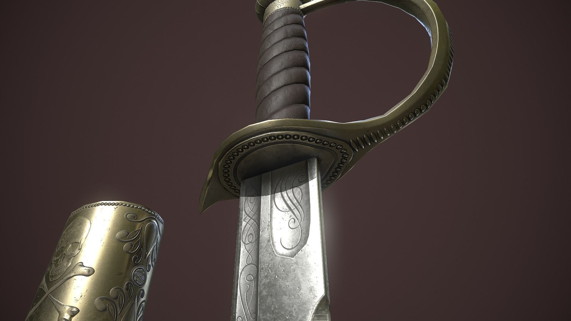 3D model Pirates Cutlass Sword And Sheath VR / AR / low-poly | CGTrader