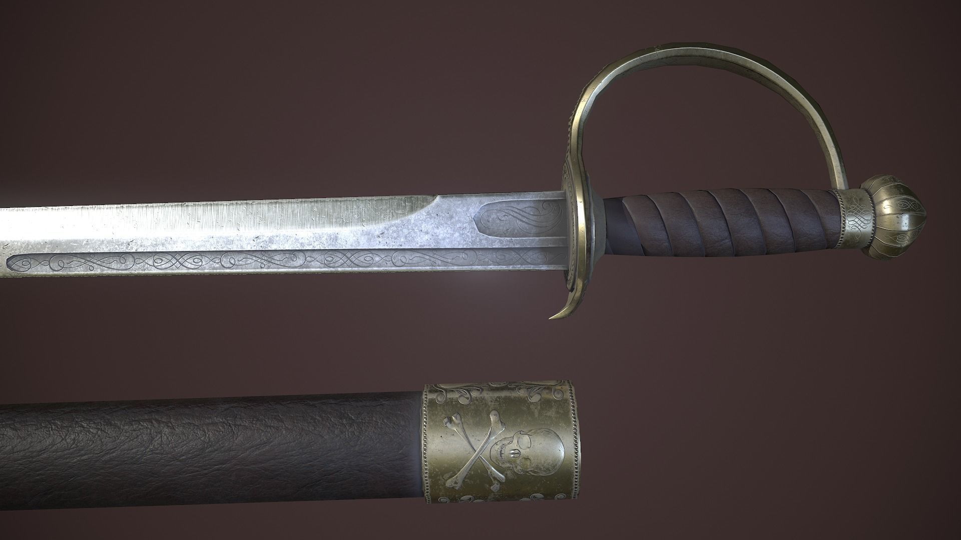 3D model Pirates Cutlass Sword And Sheath VR / AR / low-poly | CGTrader