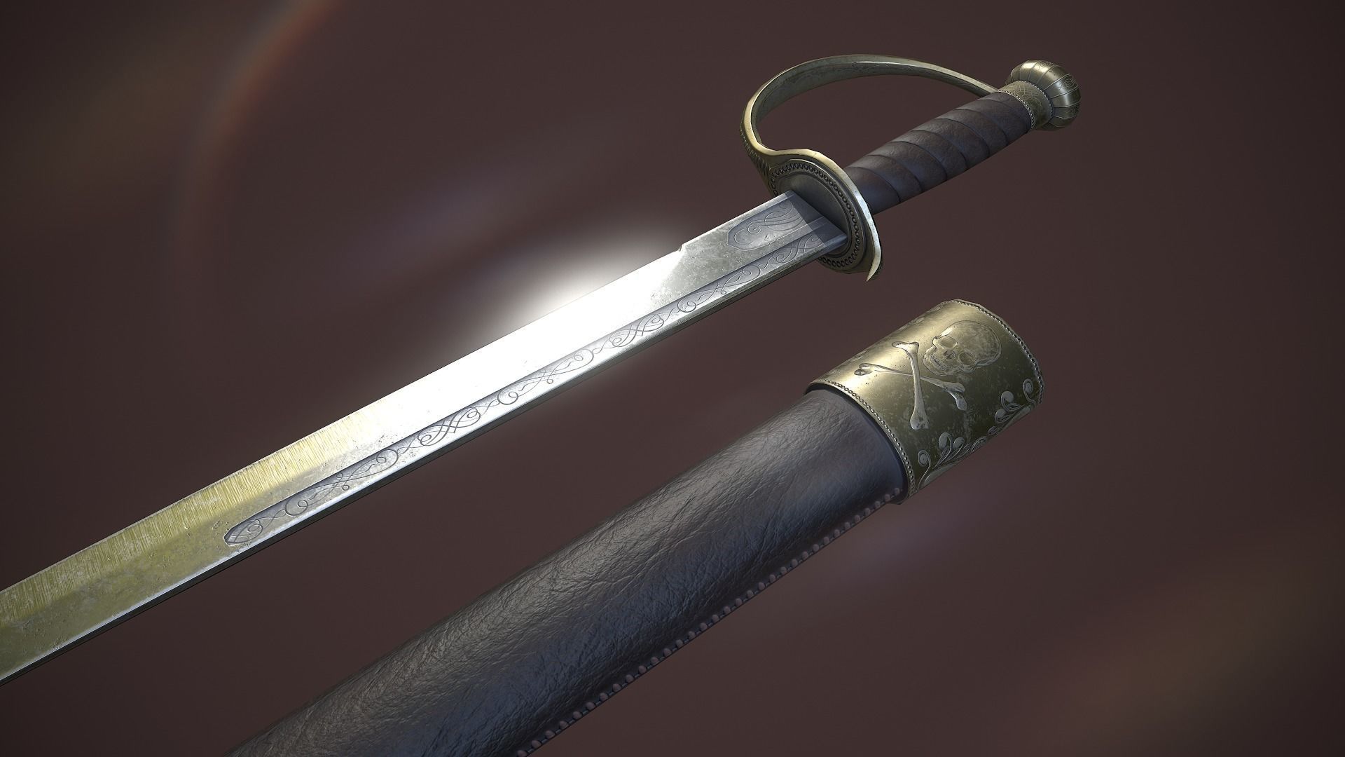 3D model Pirates Cutlass Sword And Sheath VR / AR / low-poly | CGTrader