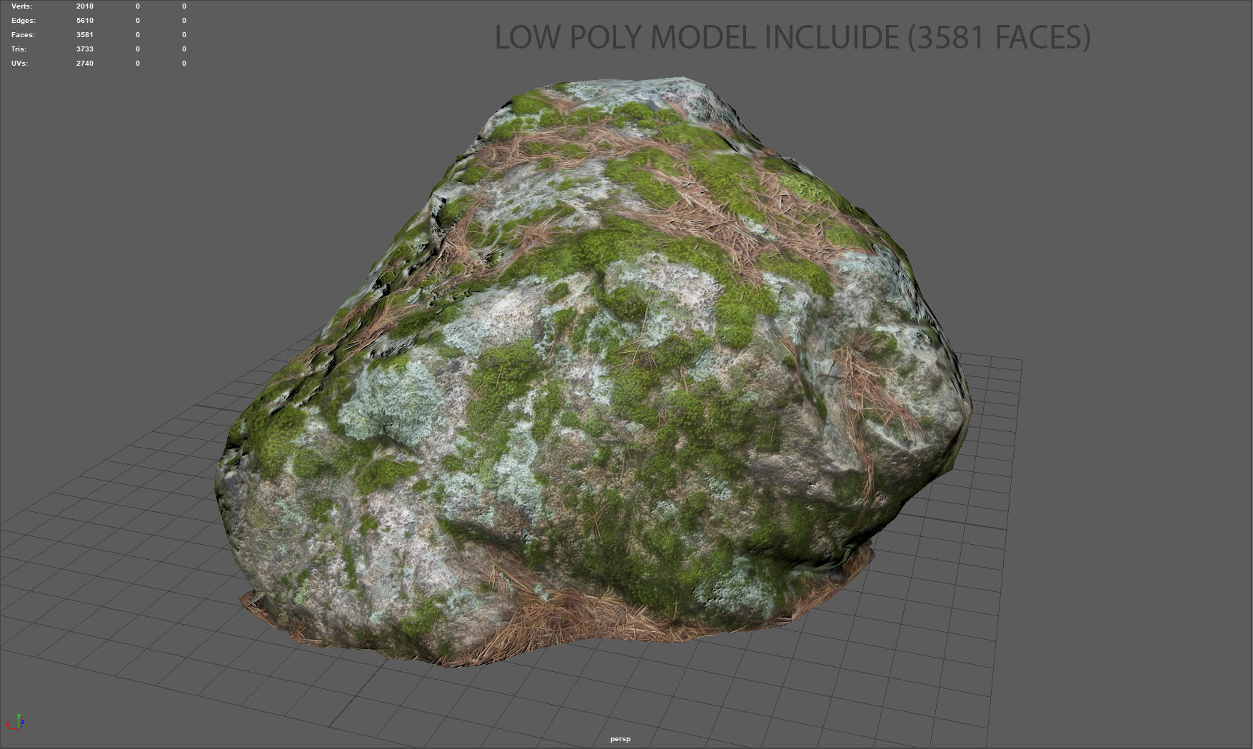3D model MOSS ROCK 2 VR / AR / low-poly | CGTrader