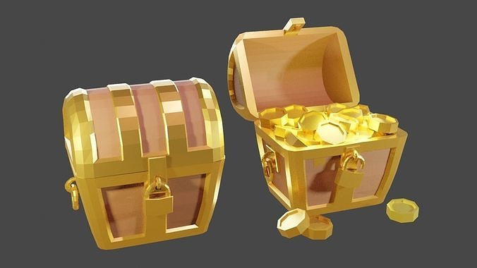 3D model Treasure Chest with Gold Coins VR / AR / low-poly | CGTrader
