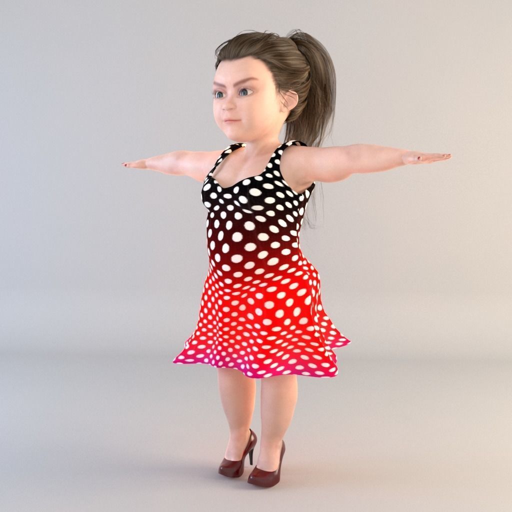 3D model Full Rigged Cute Chubby Girl VR / AR / low-poly | CGTrader