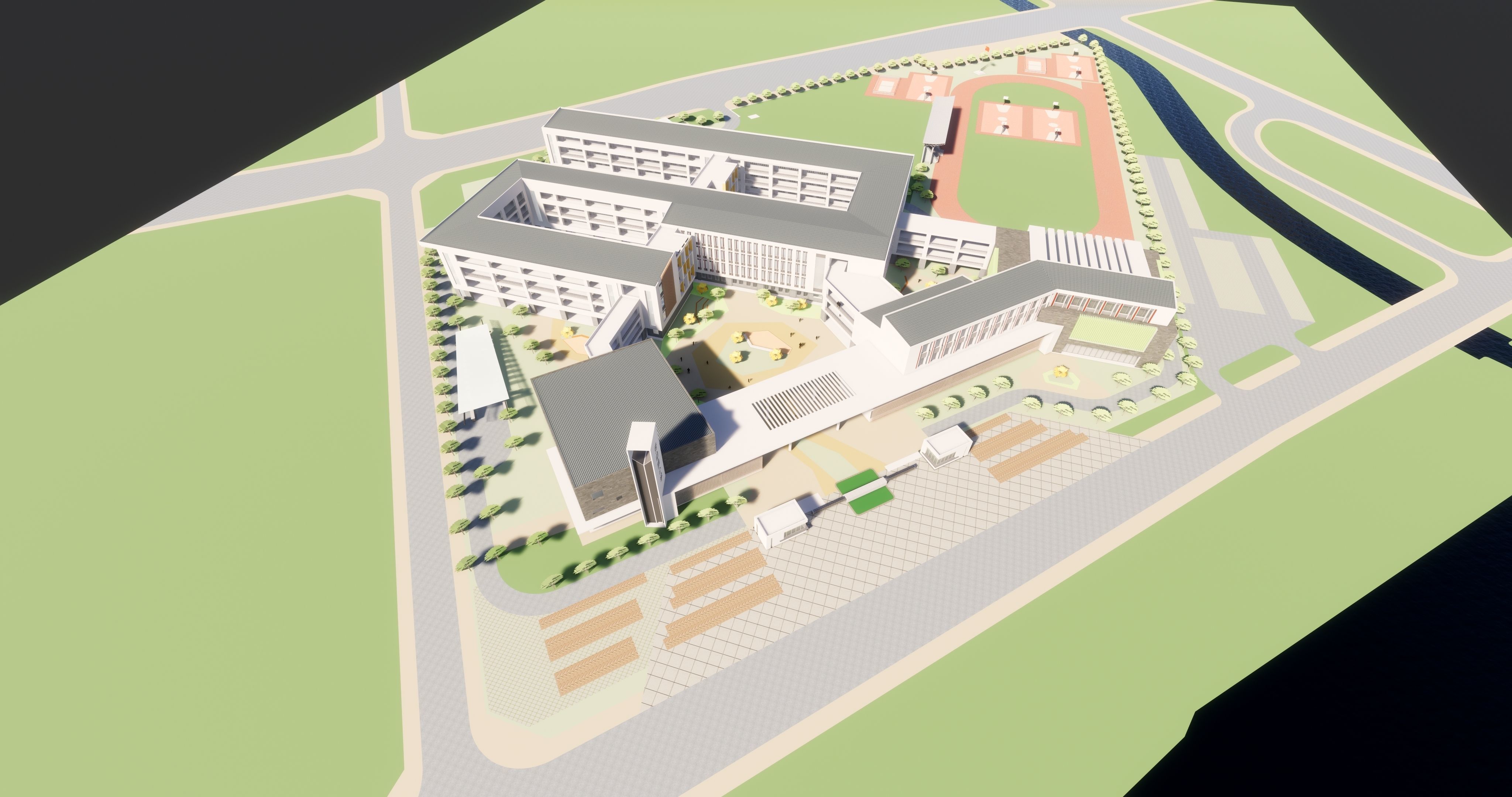 Primary and secondary school building design 3D model SKP