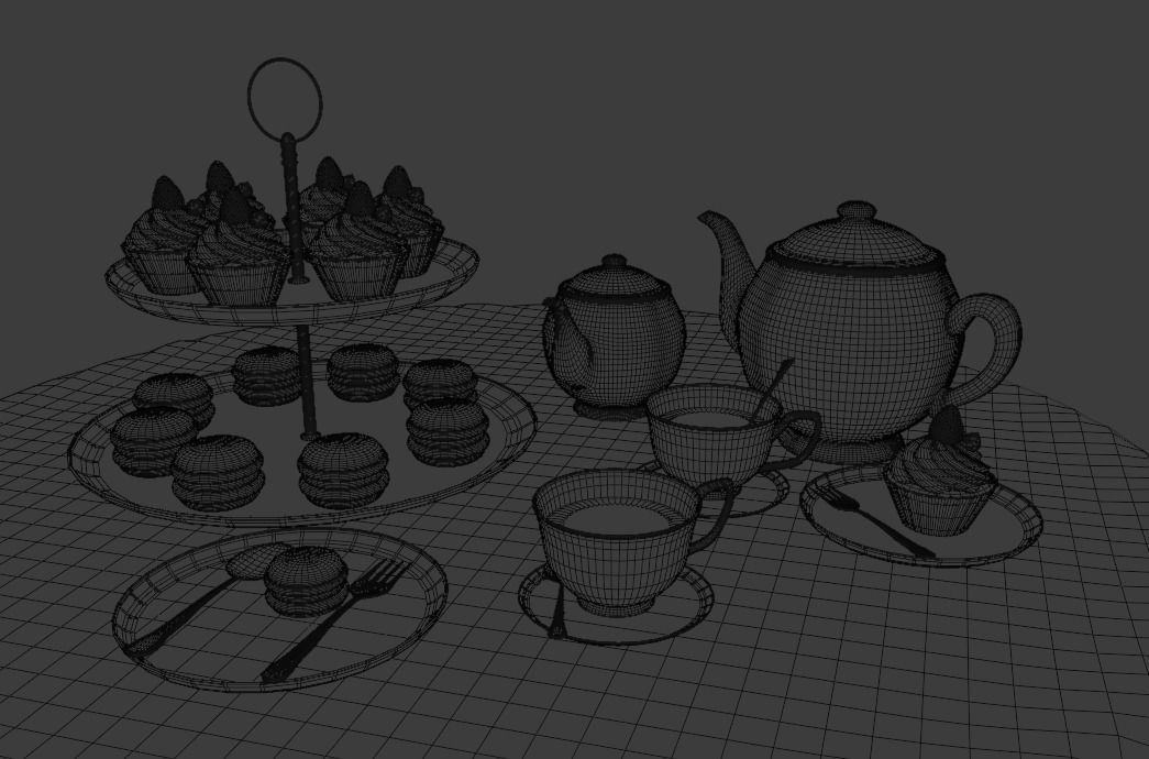 Set tea Party 3D model | CGTrader