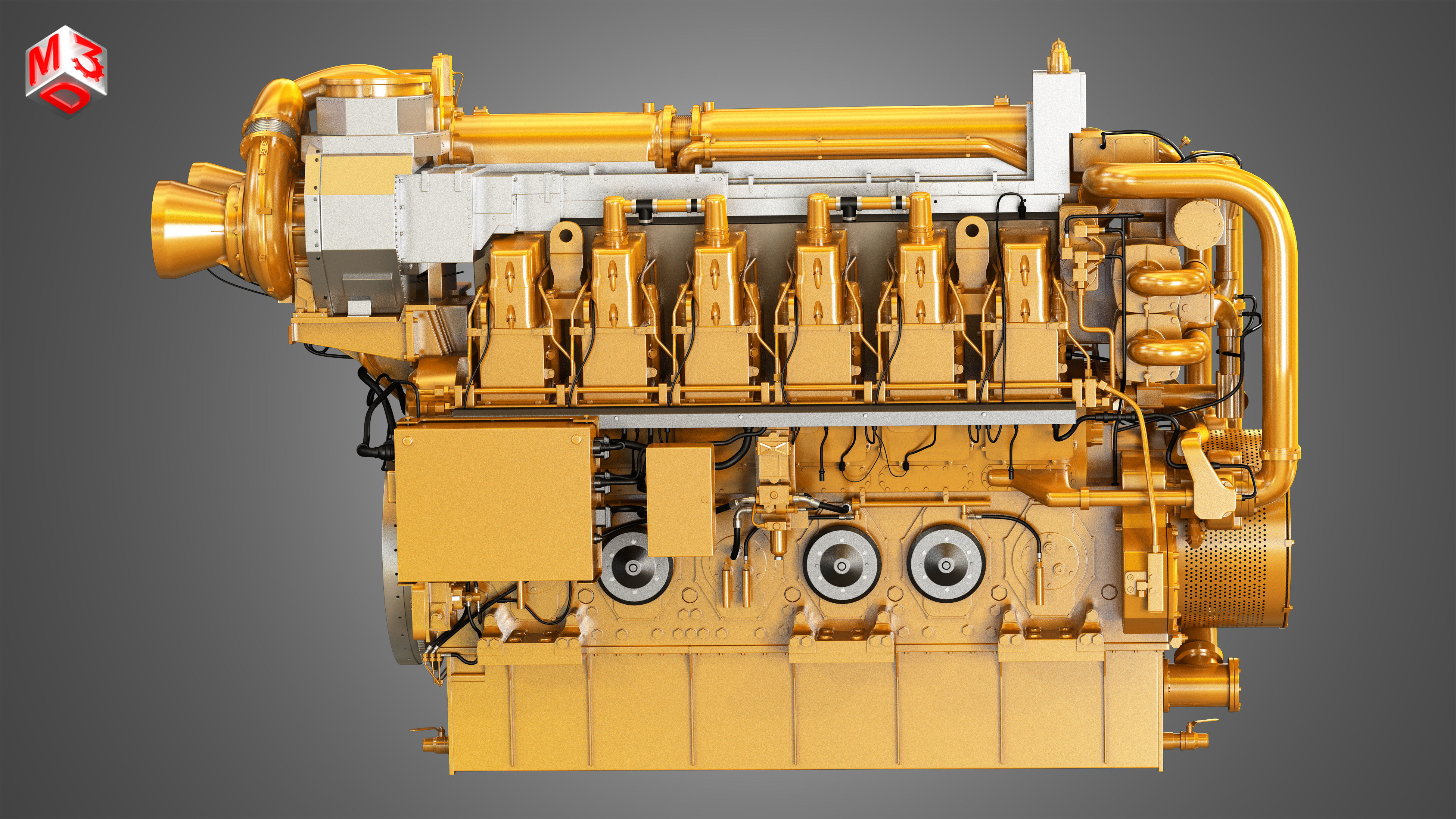 C280 Engine - V12 Industrial Diesel Engine 3D model | CGTrader