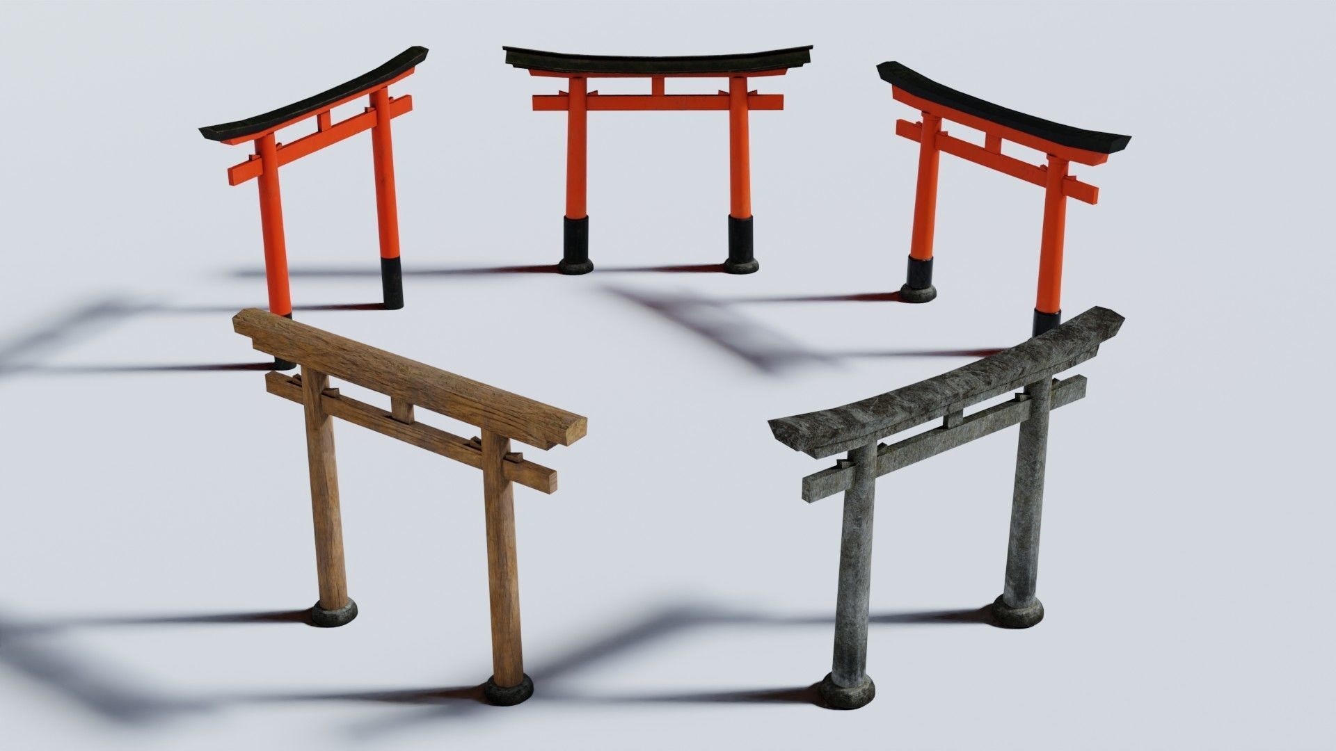 3D model Japanese Torii Set -Myojin Torii- VR / AR / low-poly | CGTrader