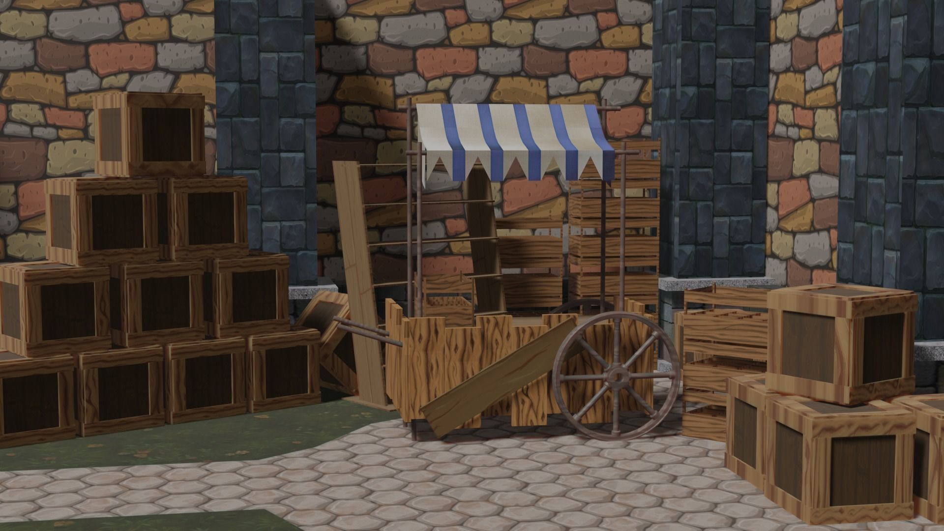 Medieval Stand Market 3D model | CGTrader