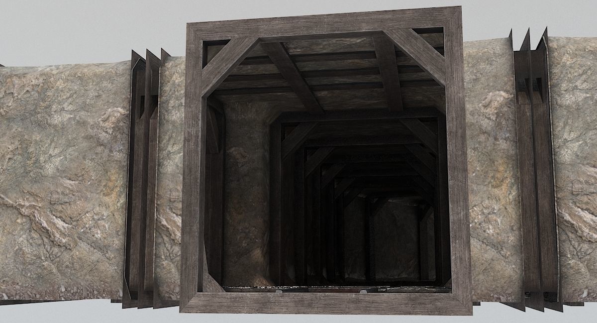 3D model Modular Low Poly PBR Underground Mine VR / AR / low-poly ...