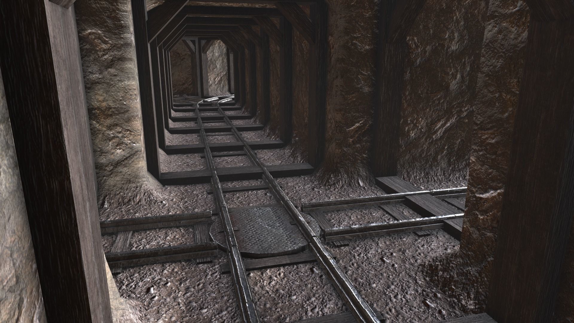 3D model Modular Low Poly PBR Underground Mine VR / AR / low-poly ...