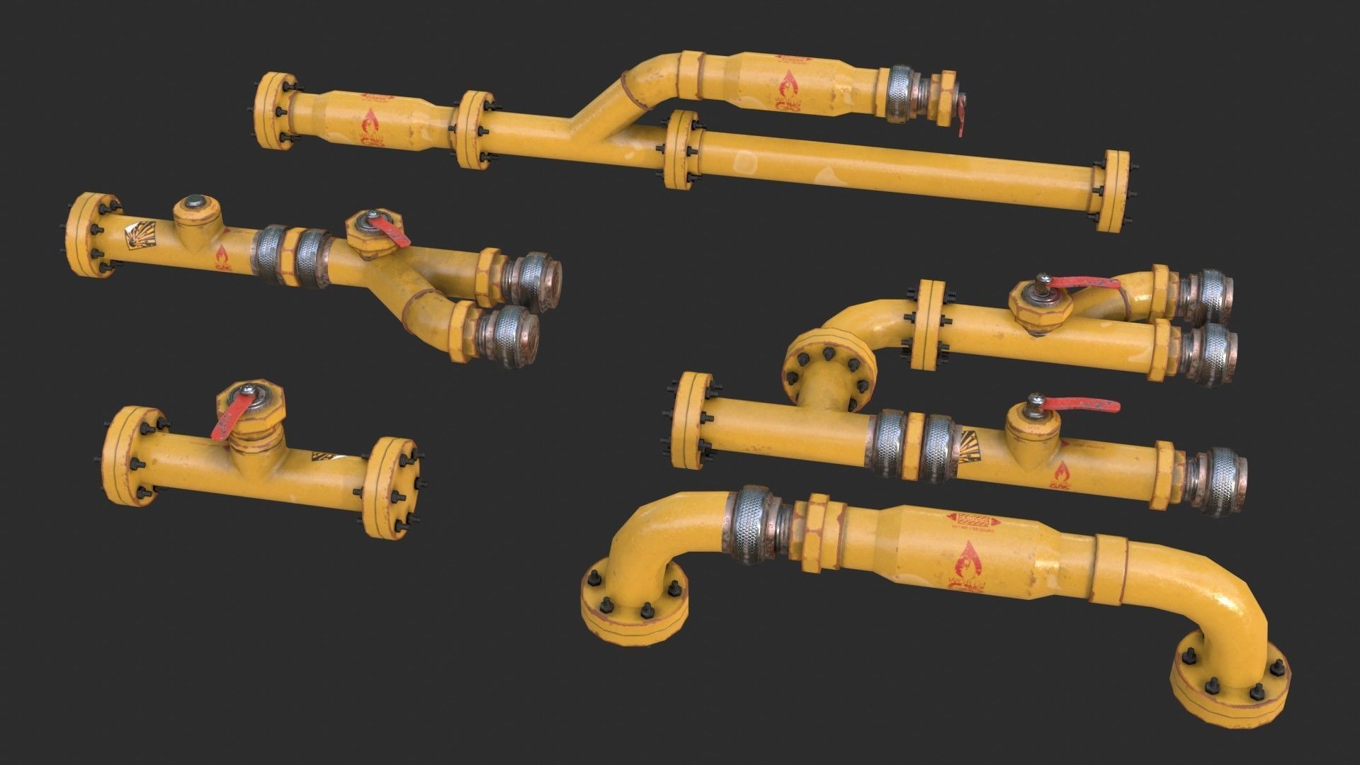 3D model Modular Pipes - Gas Pipeline VR / AR / low-poly | CGTrader