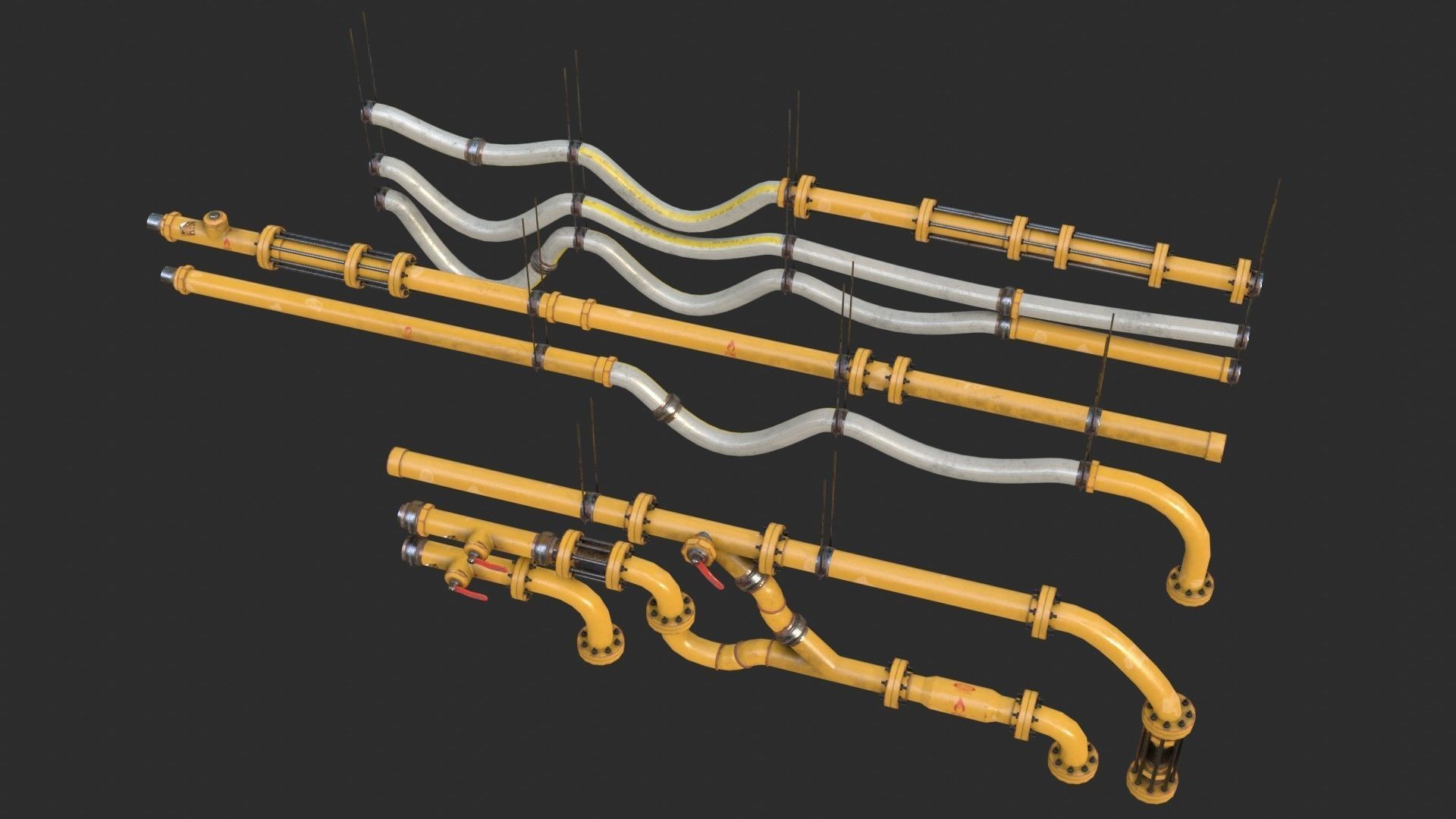 3D model Modular Pipes - Gas Pipeline VR / AR / low-poly | CGTrader