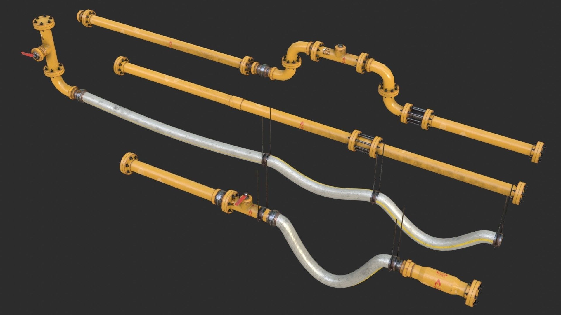 3D model Modular Pipes - Gas Pipeline VR / AR / low-poly | CGTrader