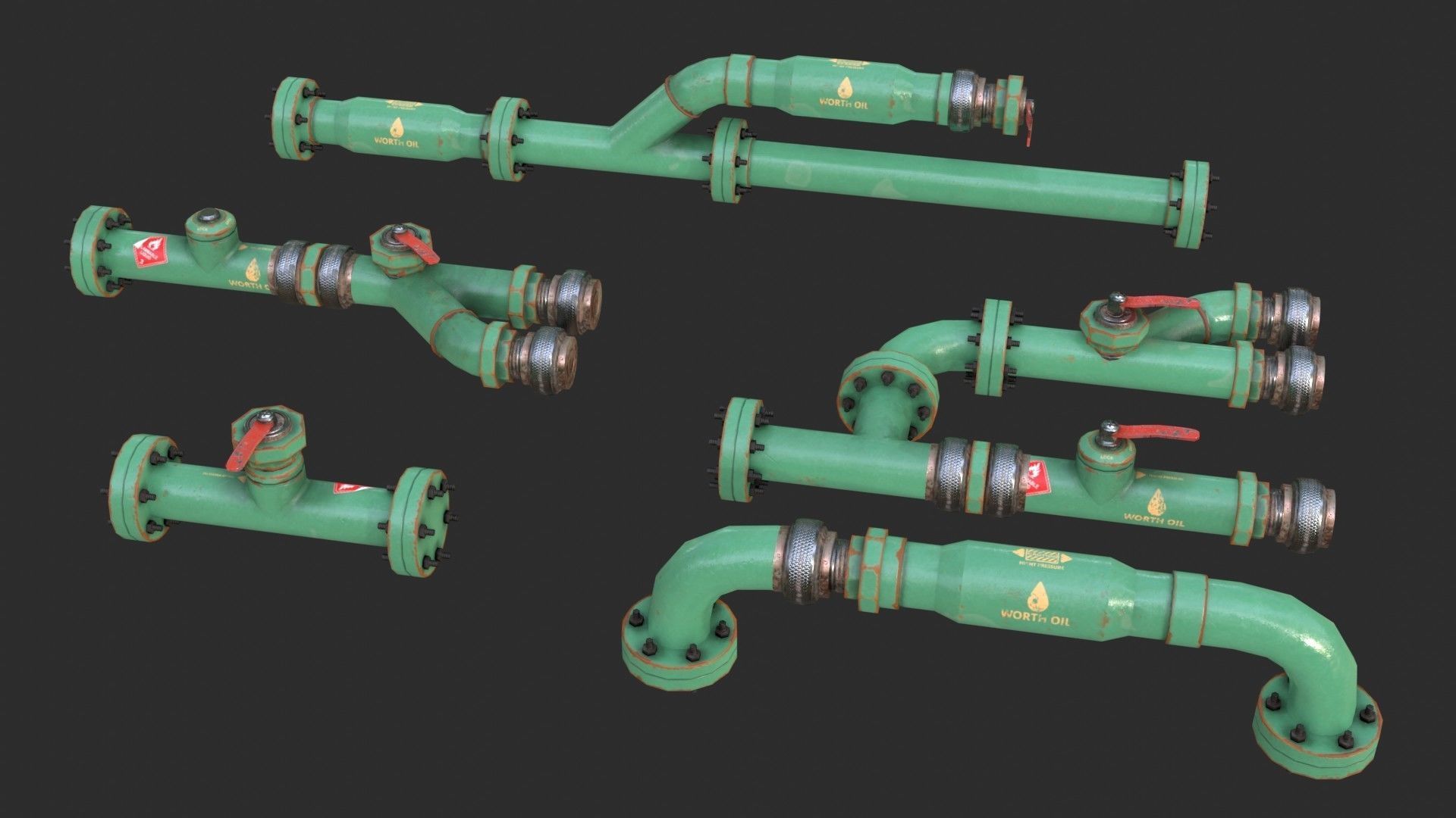 3D model Modular Pipes - Oil Pipelines VR / AR / low-poly | CGTrader