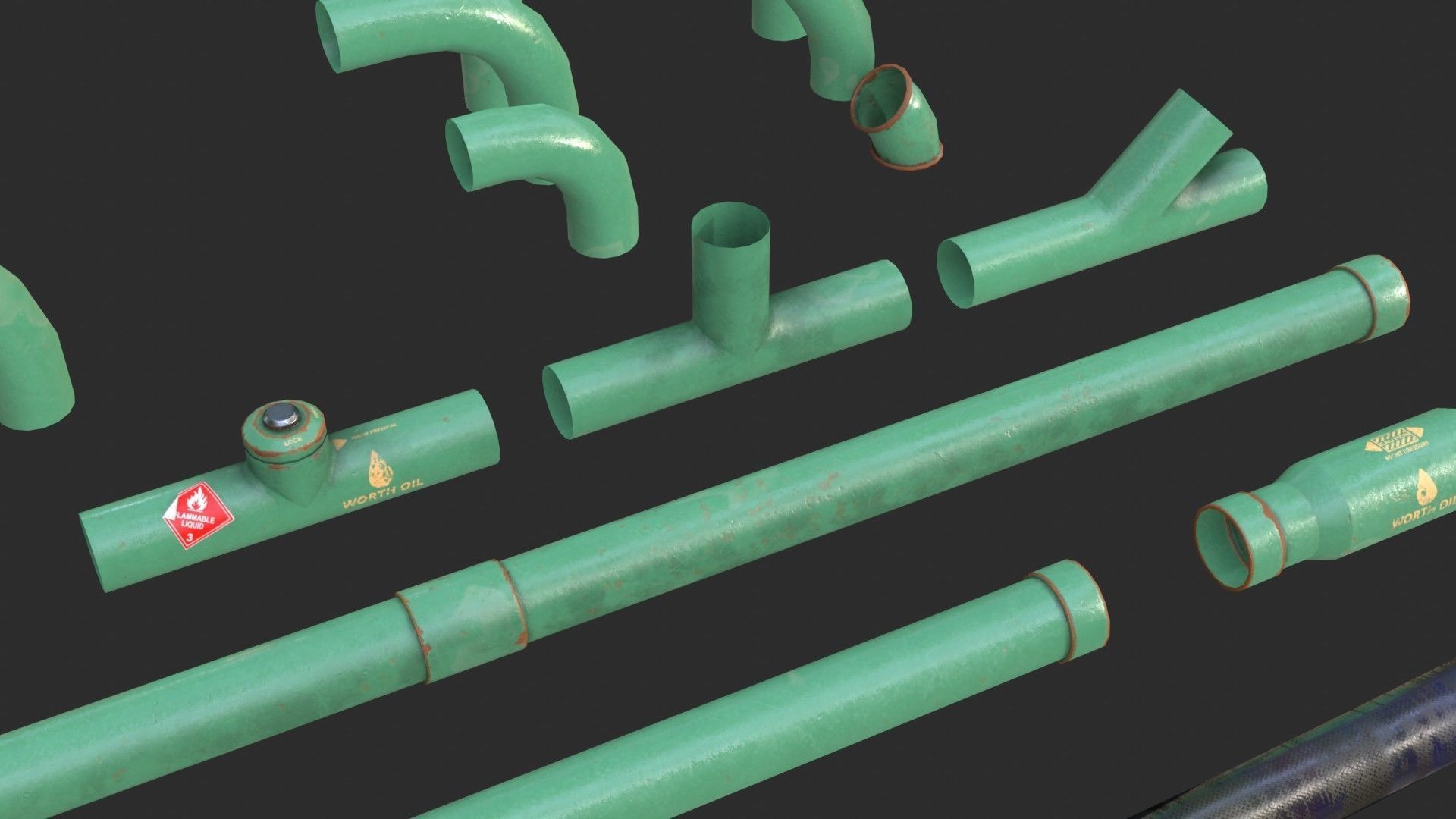 3D model Modular Pipes - Oil Pipelines VR / AR / low-poly | CGTrader