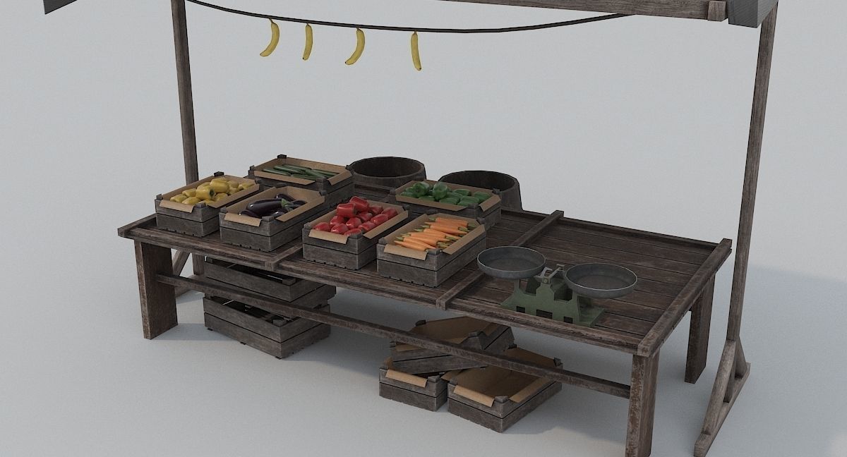 3D model Low Poly Medieval Market VR / AR / low-poly | CGTrader