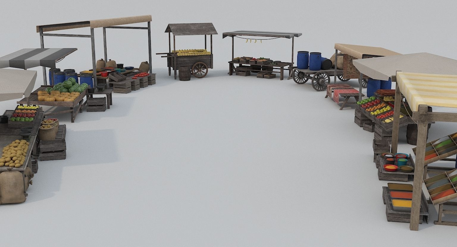 3D model Low Poly Medieval Market VR / AR / low-poly | CGTrader