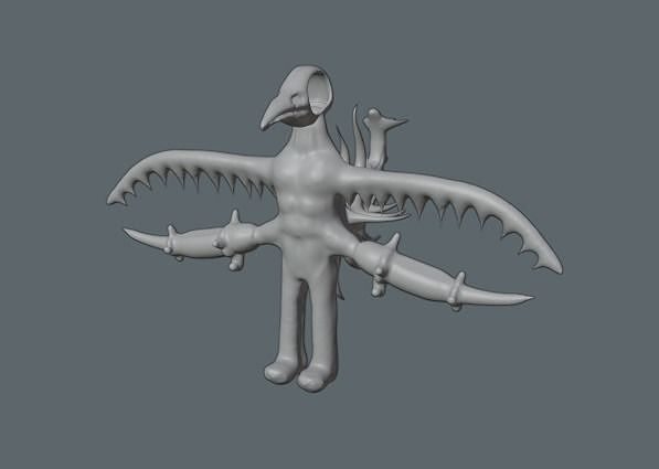 monster with crow skull head 3D model | CGTrader