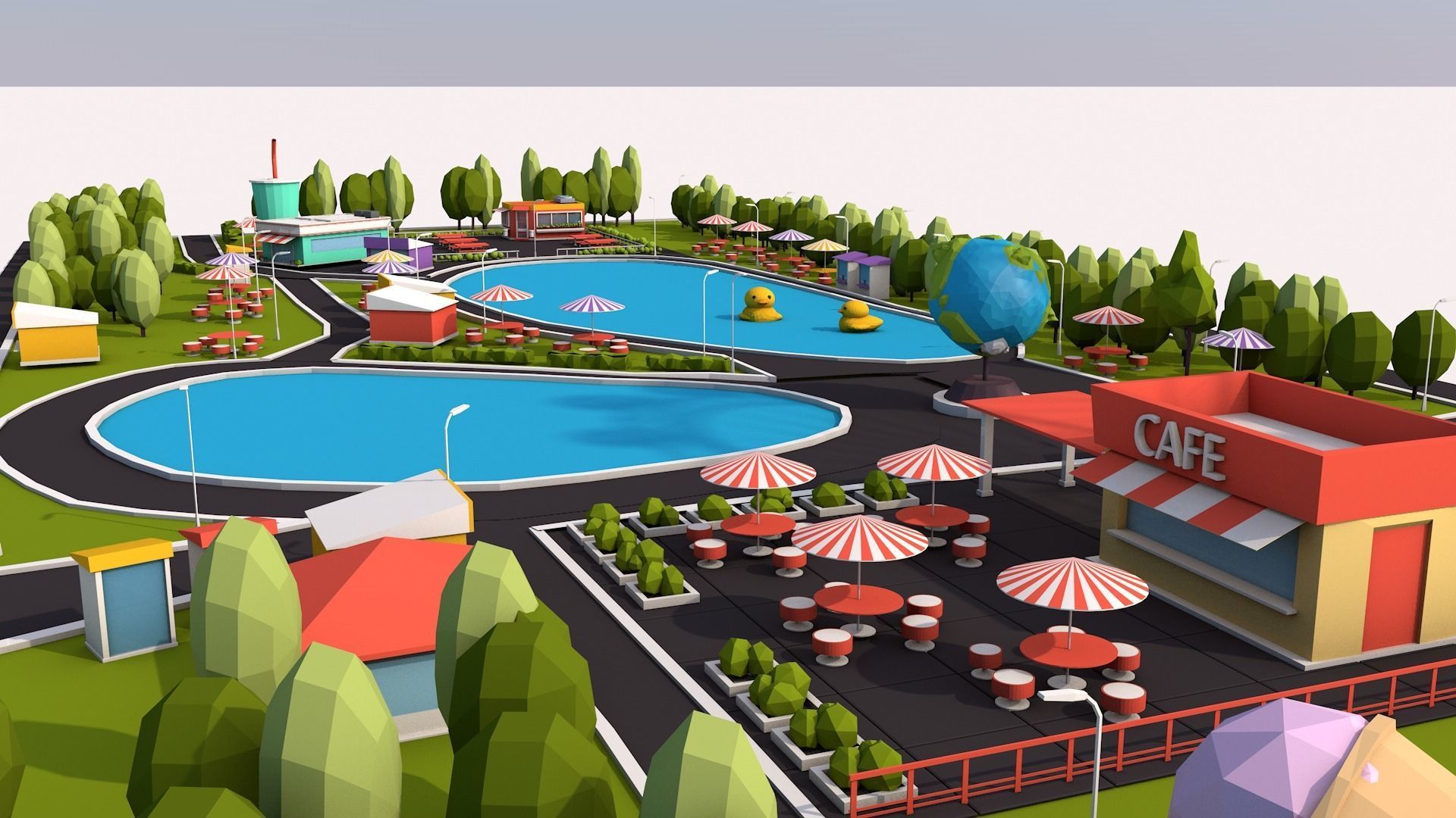 3D model Cartoon Low Poly Park Illustration VR / AR / low-poly | CGTrader
