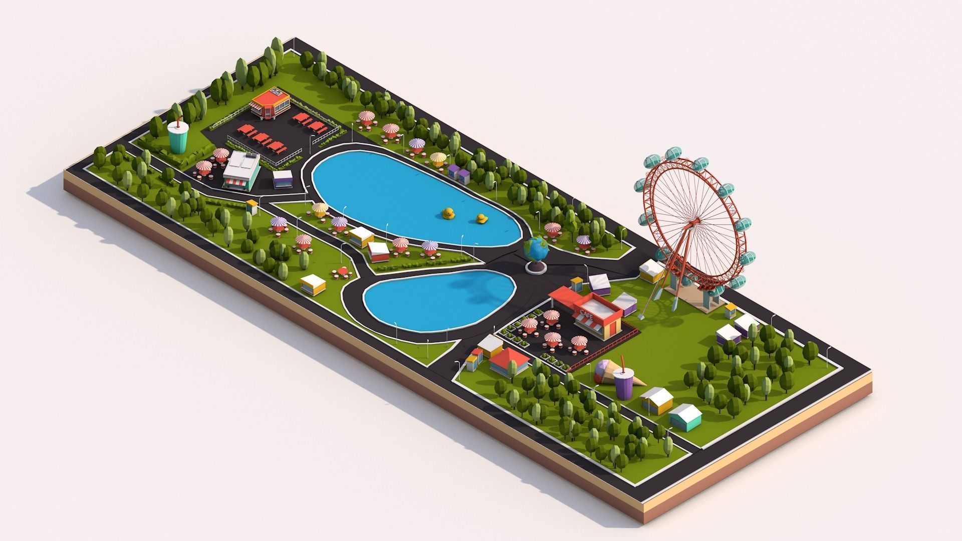 3D model Cartoon Low Poly Park Illustration VR / AR / low-poly | CGTrader