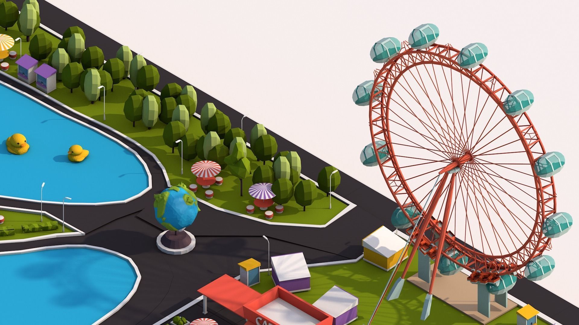 3D model Cartoon Low Poly Park Illustration VR / AR / low-poly | CGTrader