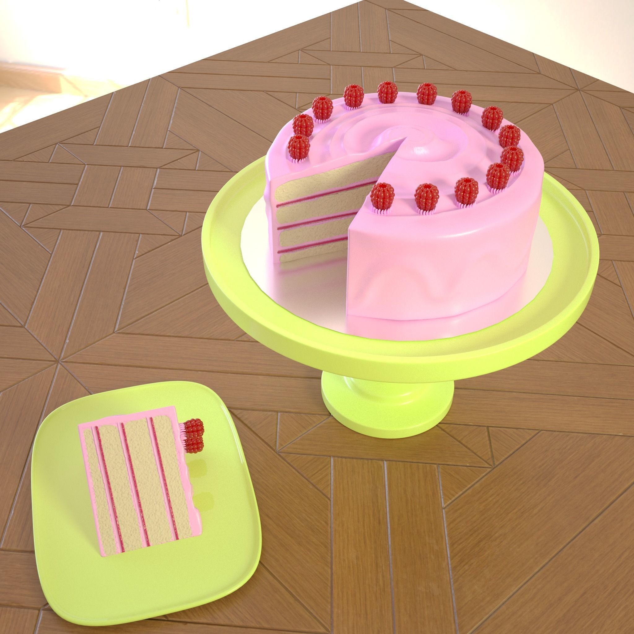Raspberry layer cake 3D model | CGTrader