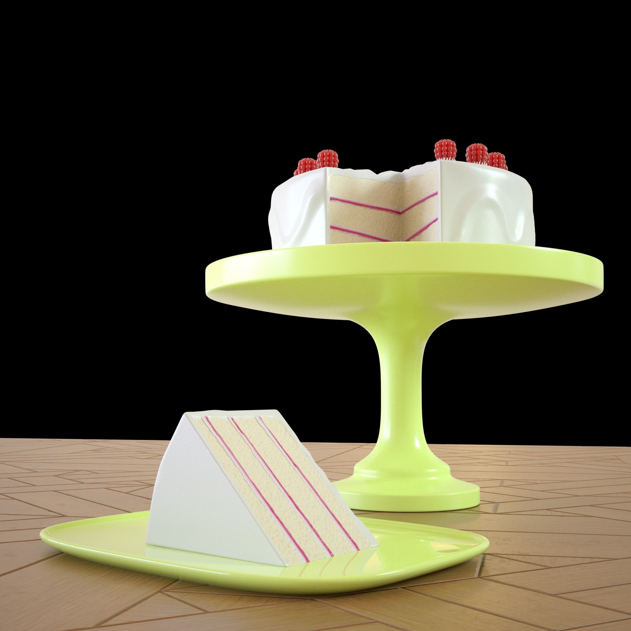 Raspberry layer cake 3D model | CGTrader