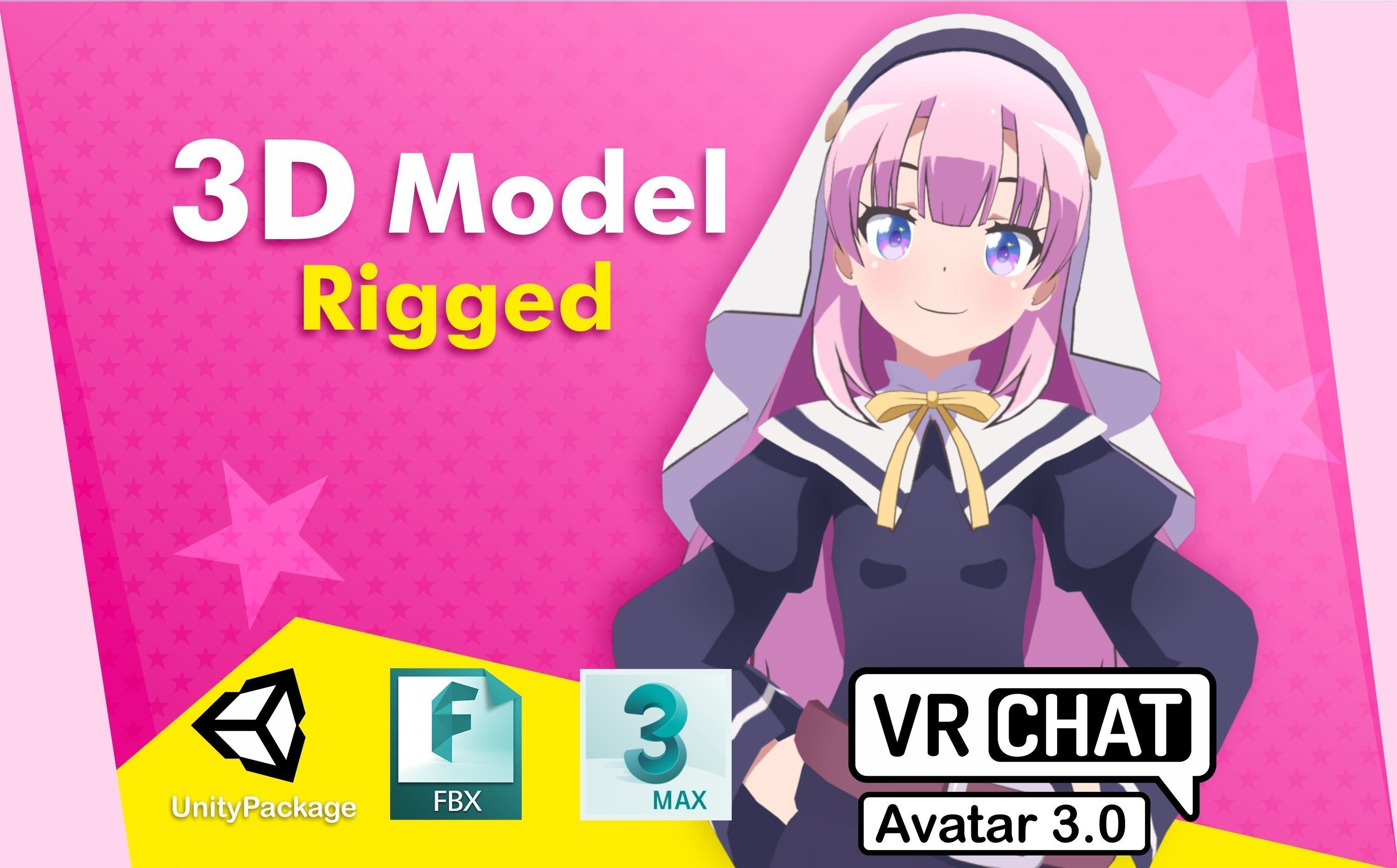 Hina kamisama ni natta hi VRChat 3D model rigged | CGTrader