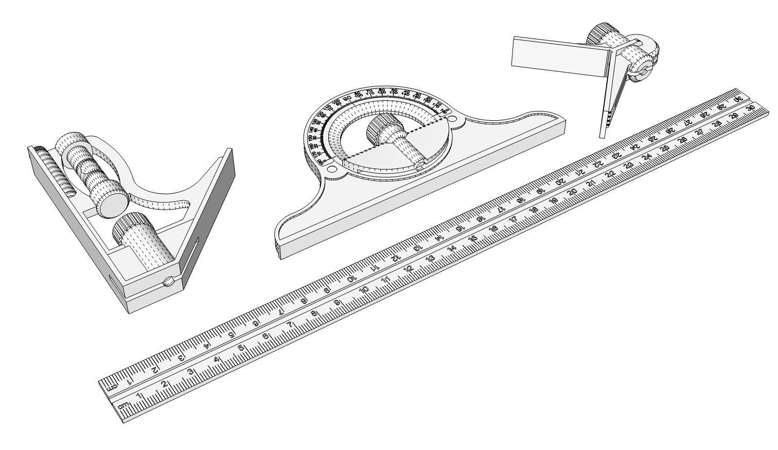 Combination Square Set 3D model | CGTrader
