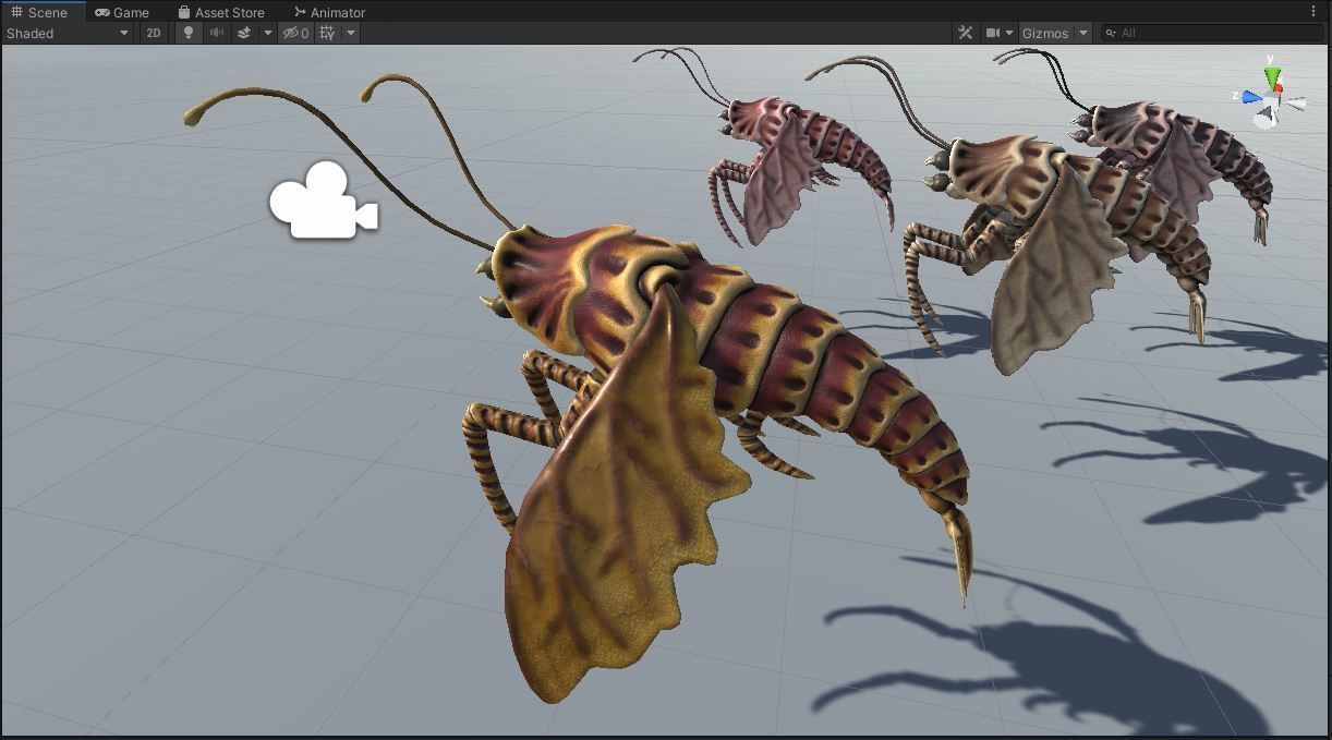 3D model Flying Shrimp Monster VR / AR / low-poly rigged animated ...