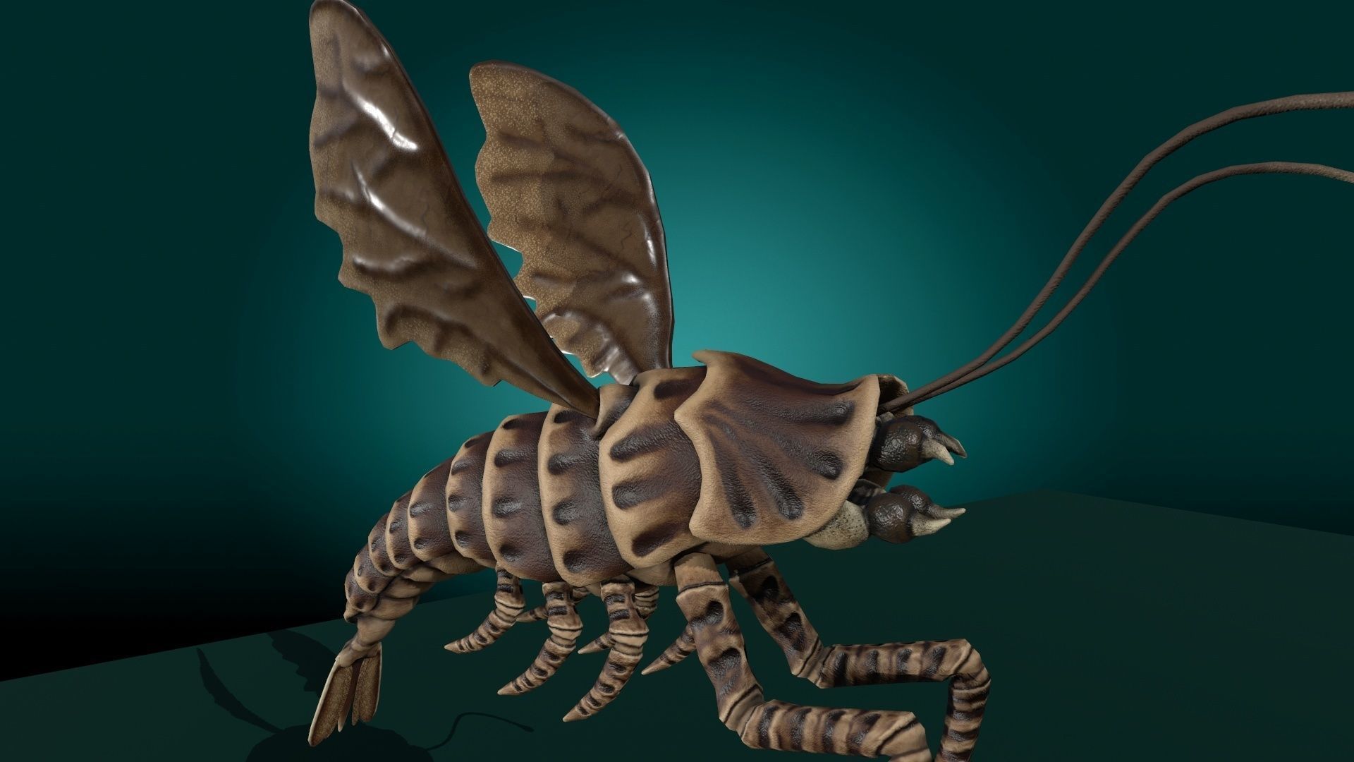 3D model Flying Shrimp Monster VR / AR / low-poly rigged animated ...