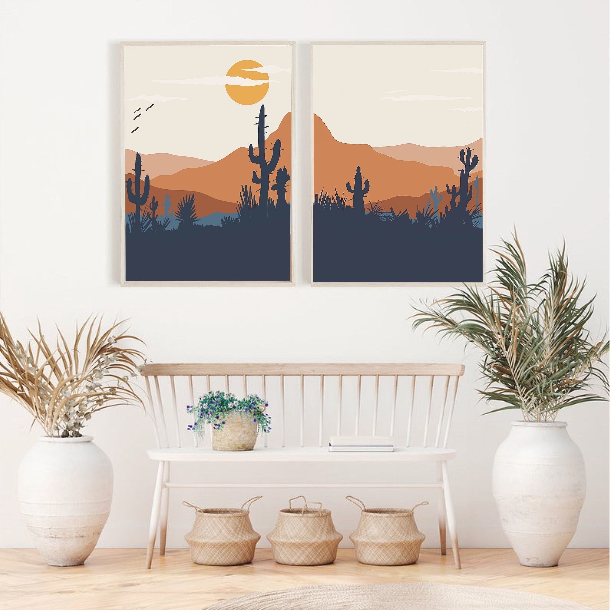 Mid Century Modern Desert Print Cactus Print Desert Art 3D model 3D ...