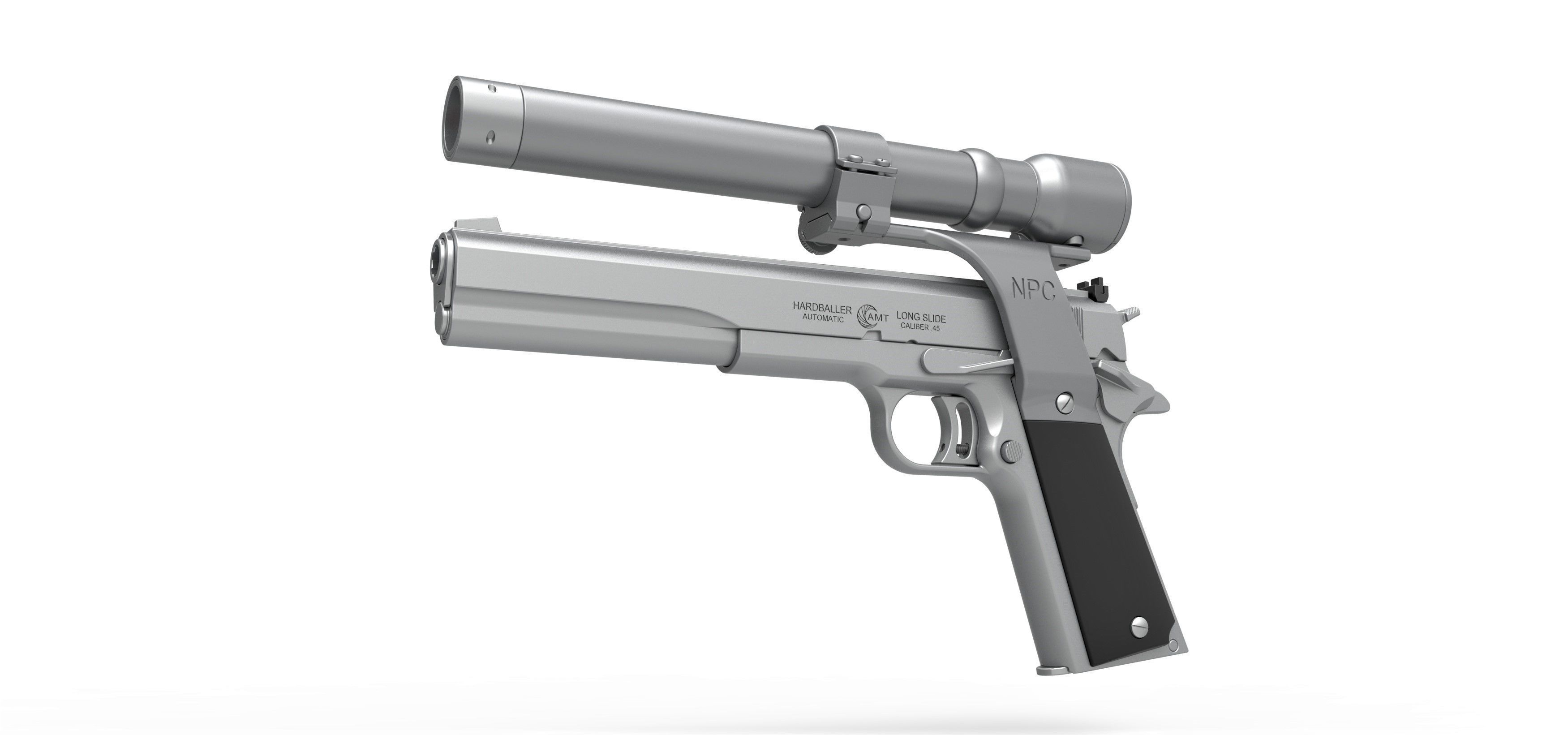 Pistol AMT Hardballer Long Slide from the movie Terminator 1984 3D ...